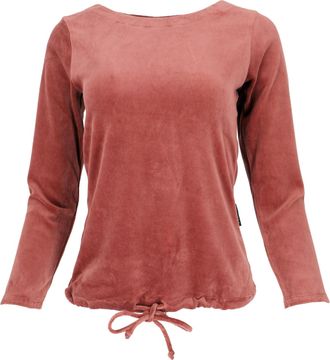Guru Shop Nicki-Pullover, Weiches Samtshirt, Langarmshirt - Rostorange, Damen, Baumwolle, Size:S