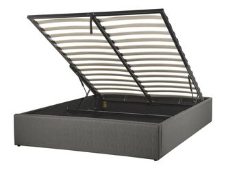 Beliani Polsterbett grau mit hochklappbarem Lattenrost 140x200 cm Bettkasten Dinan