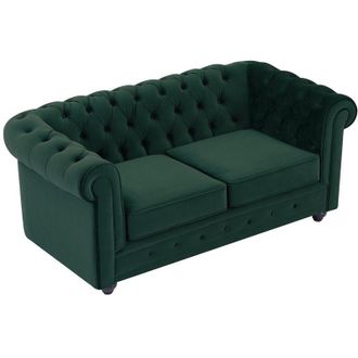 Vente-Unique Vente-unique - Canap&eacute; 2 places en velours vert chesterfield