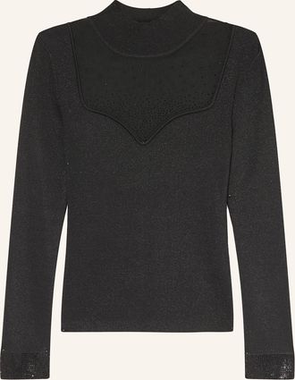 Guess Lonsgsleeve Mit Mesh Und Schmucksteinen schwarz