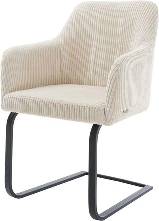 DELIFE Schwingstuhl Greg-Flex Freischwinger flach Schwarz Cord Beige Taschenfederkern