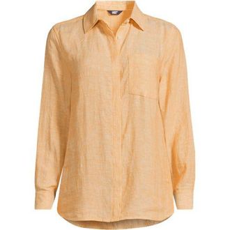 Lands End Leinenbluse, Damen, Gr&ouml;&szlig;e:44-46 regular, Gr&uuml;n, Leinen, by Lands End