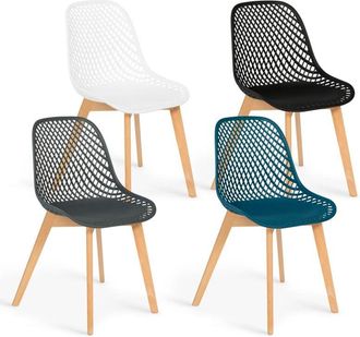 IDMarket Idmarket - Lot de 4 chaises mandy mix color blanc, gris, bleu canard et noir