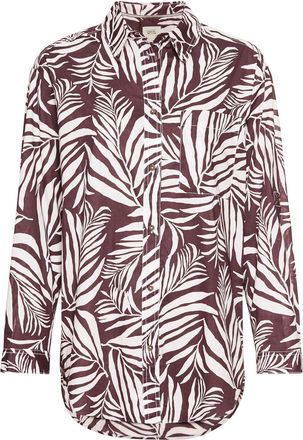 Camel Active Damen Hemdbluse mit Blumenprint aus Baumwolle Rot, Womenswear-XXL
