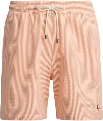 Polo Ralph Lauren Homme, Maillots de bain, Orange, Taille: S Traveler Mid Trunk Seersucker