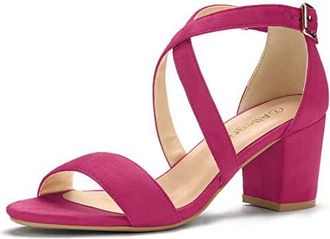 Allegra K Sandales à Talon carré pour Femmes Rose Rosa 40