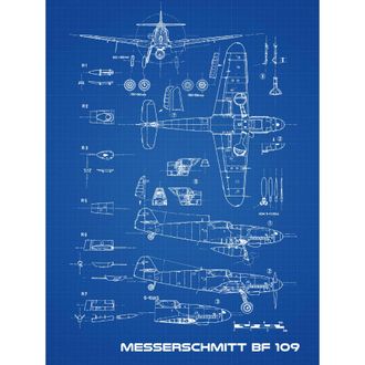 Artery8 Messerschmitt Bf 109 Jagdflugzeug 2 Gro&szlig;er Leinwanddruck 46x61 cm