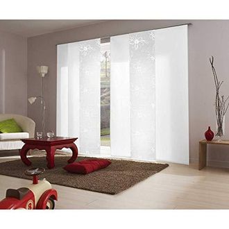 Madéco Panneau Japonais Tamisant Devoré Fleurs - Blanc - L45 x H260cm