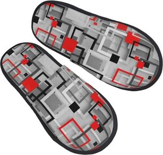 Generic Confortable Pantoufles Hommes Abstrait g&eacute;om&eacute;trique Pantoufles Maison Respirant Chaussons Homme pour Homme Adulte Femme L