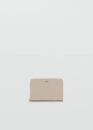 Mango Portefeuille moyen tress&eacute; blanc cass&eacute; - Femme - Taille unique - MANGO