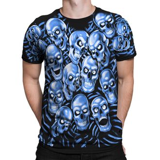Liquid Blue Unisex-Erwachsene Skull Pile Blue Fantasy All Over Print Short Sleeve T-Shirt, schwarz, Mittel
