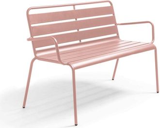 Oviala Banc de jardin en m&eacute;tal rose poudr&eacute; - Palavas