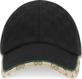 Gucci A001I24HBK3 GG Cotton Fabric Baseball Cap - Black