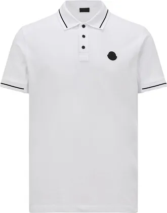 Moncler Moncler Logo Patch Cotton Polo Shirt, Men, White, Size: Xl