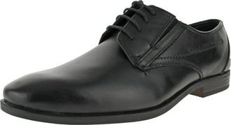 Bugatti Business Halbschuh aus Leder, Derby mit Two-Tone-Finish, ergonomische Passform mit Gummizug, Schwarz, 48 EU