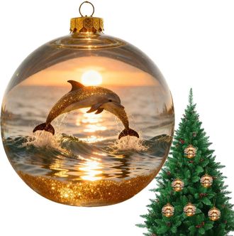 Generico 3D Acryl Weihnachtsschmuck - Dolphin Ball, klare Tierballdekoration, Transparent und Creature Tree Ornaments | f&uuml;r Wand, Fenster, T&uuml;r, Schrank, Garten