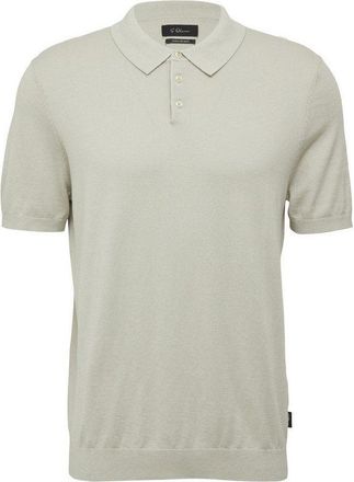 s.Oliver Kurzarmpullover Strickpullover Weiches Strick-Poloshirt aus Baumwoll-Seidenmix