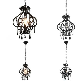 vidaXL Deckenleuchte mit Perlen Schwarz Rund E14 - Dekorleuchte - Pendelleuchte - Wohnzimmer Deko - Schlafzimmer Deko - Moderne Lampe - Home & Living