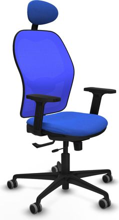 Piqueras y Crespo B&uuml;rostuhl mit 2D-Armen, h&ouml;henverstellbare Lendenwirbelst&uuml;tze und festes Kopfteil, ausgestattet mit Syncro/Traslack und injiziertem Schaumstoff, Blau/B