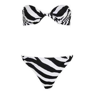 Balmain Zebra Zweiteiliger Badeanzug - - Swimwear - Damen - Schwarzk - 2XS