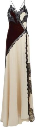 Roberto Cavalli Maxi-Slipkleid mit Spitzenbesatz - - Dresses - Damen - Beige - M