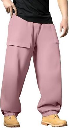 Generic Pantalon l&eacute;ger et respirant pour homme - Pour sports et activit&eacute;s par temps chaud - Taille &eacute;lastique - S&eacute;chage rapide, rose, 3XL