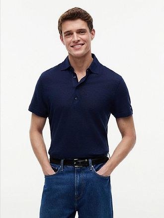 Tommy Hilfiger Polo Smart Casual en lin m&eacute;lang&eacute;