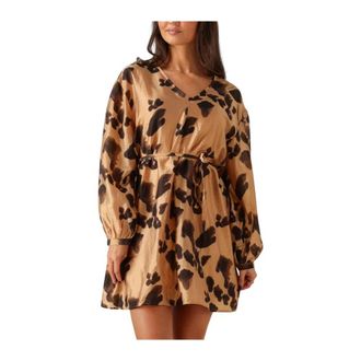 Moss Copenhagen Romina Short Dress AOP - - Dresses - Damen - Braun - S