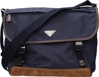 Prada Hommess Sacs &agrave; bandouli&egrave;re Tissu Bleu/Caf&eacute;