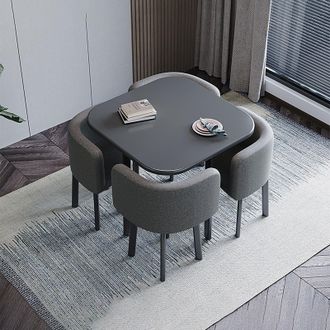 Generic Essgruppe in Tresenh&ouml;he, K&uuml;chen-Esstisch- und Stuhlset, 5-teilige Fr&uuml;hst&uuml;cksbar-M&ouml;bel mit 1 Tisch und 4 St&uuml;hlen