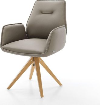 DELIFE Esszimmerstuhl Zoa-Flex Echt-Leder Schlamm Holzgestell kantig Natur Taschenfederkern, Esszimmerst&uuml;hle