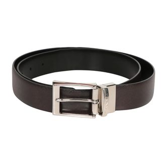 Canali Homme, Accessoires, Brun, Taille: 110 CM Ceinture r&eacute;versible en cuir saffiano imprim&eacute; et cuir lisse