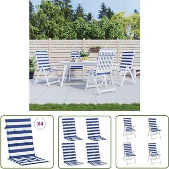 vidaXL The Living Store Coussins de chaise &agrave; dossier haut lot de 4 rayures bleu/blanc - Coussin De Chaise - Coussin D&eacute;coratif - Coussin Ext&eacute;rieur - Coussin