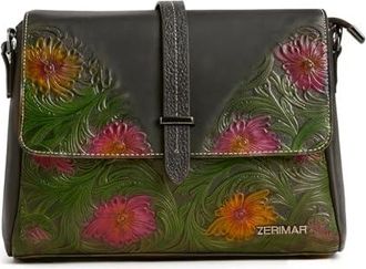 Zerimar Sac bandoulière en cuir pour femme - Gravure exclusive et décontractée - Qualité avec une touche sophistiquée et raffinée 26x9x18 cm Noir