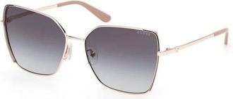Guess Femme, Accessoires, Jaune, Taille: 59 MM Geometric Butterfly Metal Lunettes de soleil