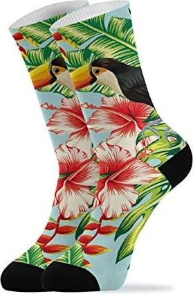 Generic Perroquet Toucan &Agrave; Feuilles Tropicales Chaussettes Doux Chaussettes Sport Cushioned Chaussette Homme Pour Adulte Course Homme 40Cm