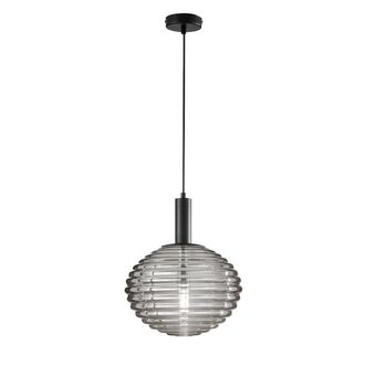 Luce-Ambiente-Design Ripple suspension in Black Metal and Smoked Glass 150x32 Cm
