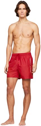 Tommy Hilfiger Herren Badeshorts Medium Drawstring Mittellang, Rot (Primary Red), M