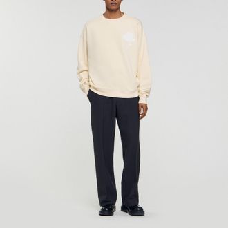 Sandro Sweatshirt mit Blumen-Patch