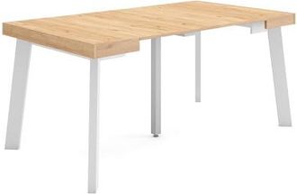 Skraut Home | Ausziehbarertisch | Multifunktionaler ausziehbarer | 160 | F&uuml;r 8 G&auml;ste | H&ouml;lzerne Beine | Moderner Stil | Eiche
