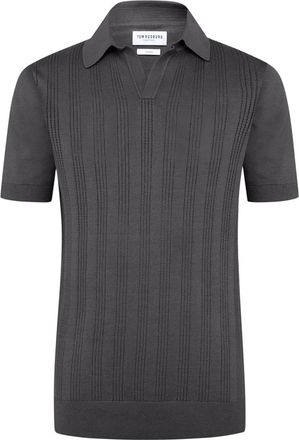 Tom Rusborg Poloshirt aus Baumwolle mit Variokragen und Streifenstrutkur in