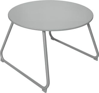 OUTSUNNY Table Basse de Jardin Ronde, Table dappoint ext&eacute;rieur, &Oslash;60 cm, Patins antid&eacute;rapants r&eacute;glables, m&eacute;tal &eacute;poxy, Gris