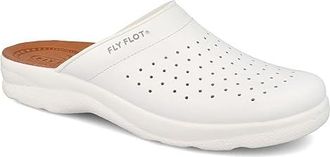 FLY FLOT Chaussons dhiver pour femme, fabriqu&eacute; en Italie, anti-choc, semelle en cuir v&eacute;ritable, logo strass, Blanc, 44 EU