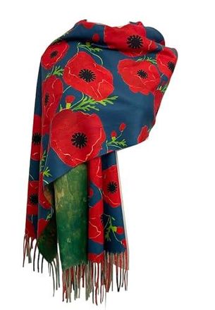 GFM Foulard &agrave; imprim&eacute; fleurs de coquelicot ou foulard style pashmina - Jour du Souvenir, L