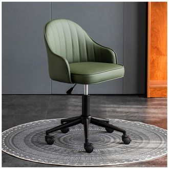 Generic Drehbarer Schreibtischstuhl Aus Leder - H&ouml;henverstellbarer, Ergonomischer B&uuml;rostuhl Mit 360&deg;-R&auml;dern for Zuhause, Schlafzimmer Oder Schminktisch(Green)