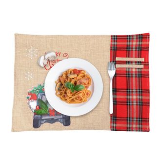 Generic Dinner Tischset - Retro Schwarz Rot Untersetzer | Retro Schwarz Rot Winter Tischset | F&uuml;r Saisonale Innen K&uuml;che Esszimmer Party Hochzeit Cafe Restaura