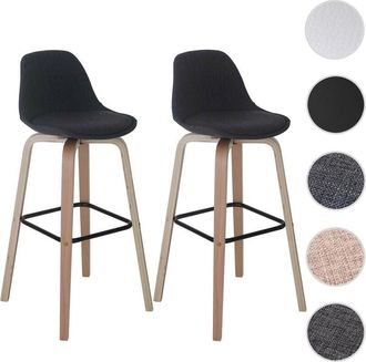 Mendler Mendler - 2x tabouret de bar Palmdale, chaise de comptoir avec dossier - tissu, gris foncé