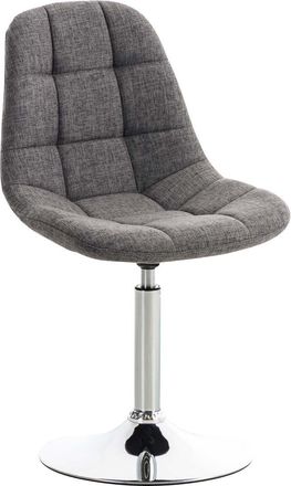Clp Lounger Emil mit Stoffbezug, Esszimmerstuhl mit gestepptem Sitz, Drehstuhl mit Trompetenfuß in Chromoptik, Farbe:hellgrau