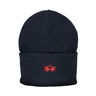 La Martina Homme, Accessoires, Bleu, Taille: ONE Size Chapeau en Polyester Bleu avec Broderie