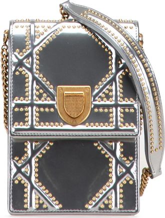 Dior Hobo Bags - Metallic Studded Calfskin Vertical Diorama - Gr. unisize - in Silber - f&uuml;r Damen